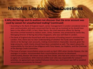 Case study of Baring bank & Nick Leeson | PPTX