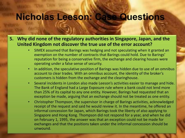 Case study of Baring bank & Nick Leeson | PPTX