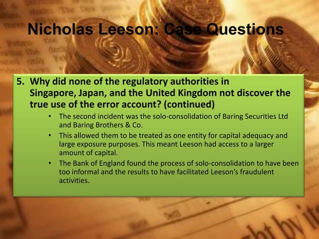Case study of Baring bank & Nick Leeson | PPTX
