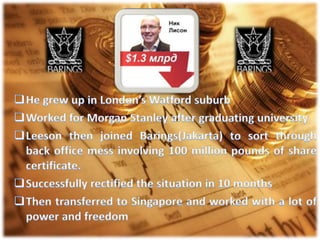 Case study of Baring bank & Nick Leeson | PPTX