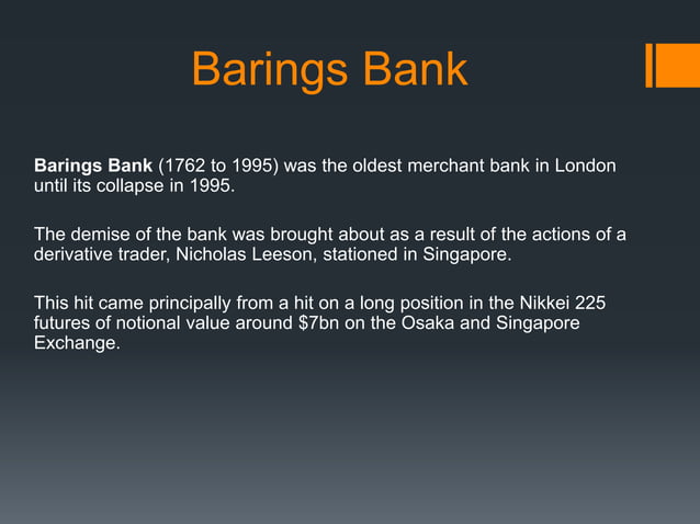 Barings bank a failure in risk management | PPTX | Business Banking ...