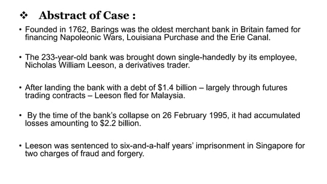 Barings bank collapse | PPTX
