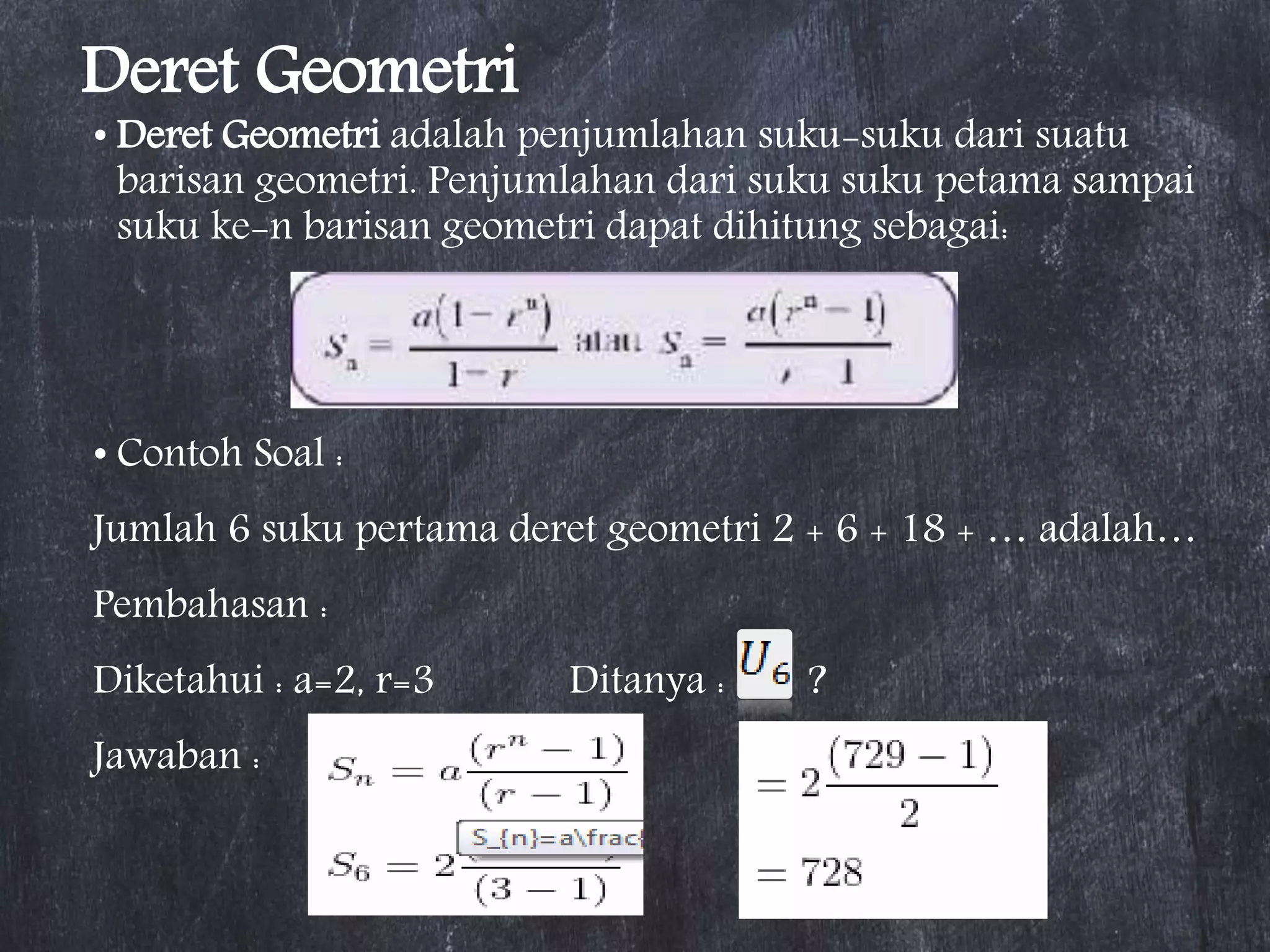 Barisan dan deret aritmatika dan geometri | PPTX