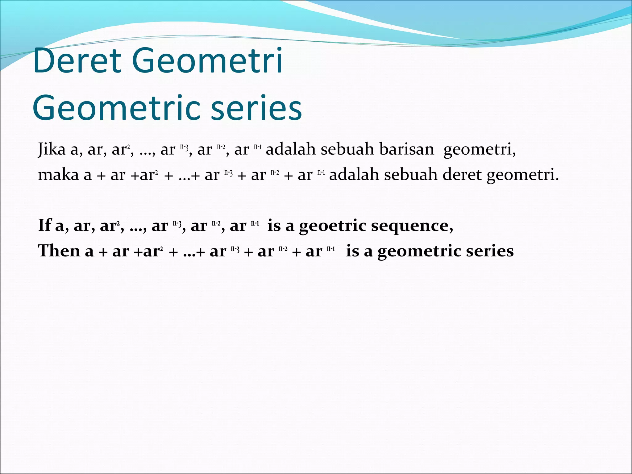 Barisan dan deret geometri | PPT