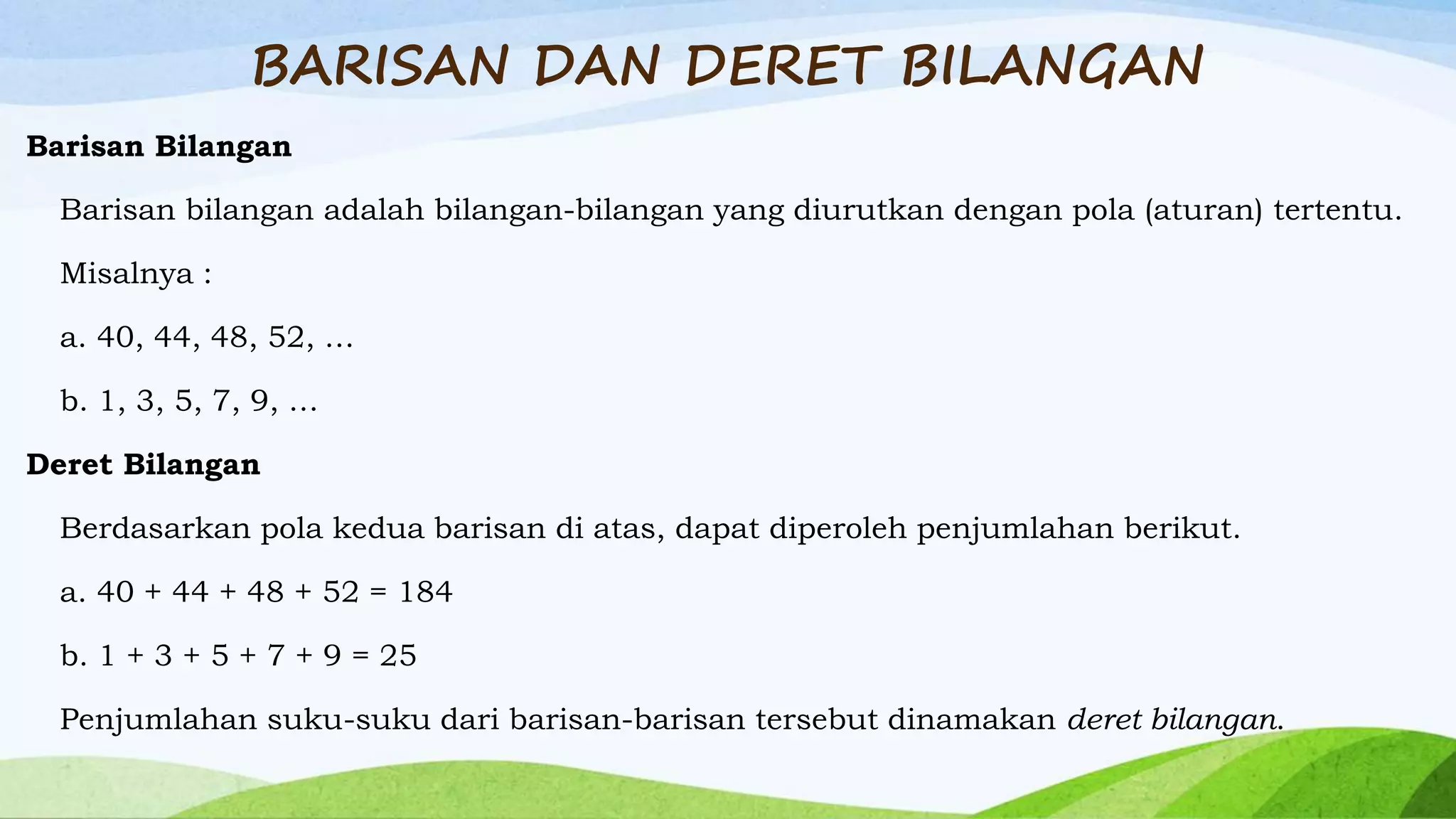 Barisan dan deret kelas 10 | PPTX