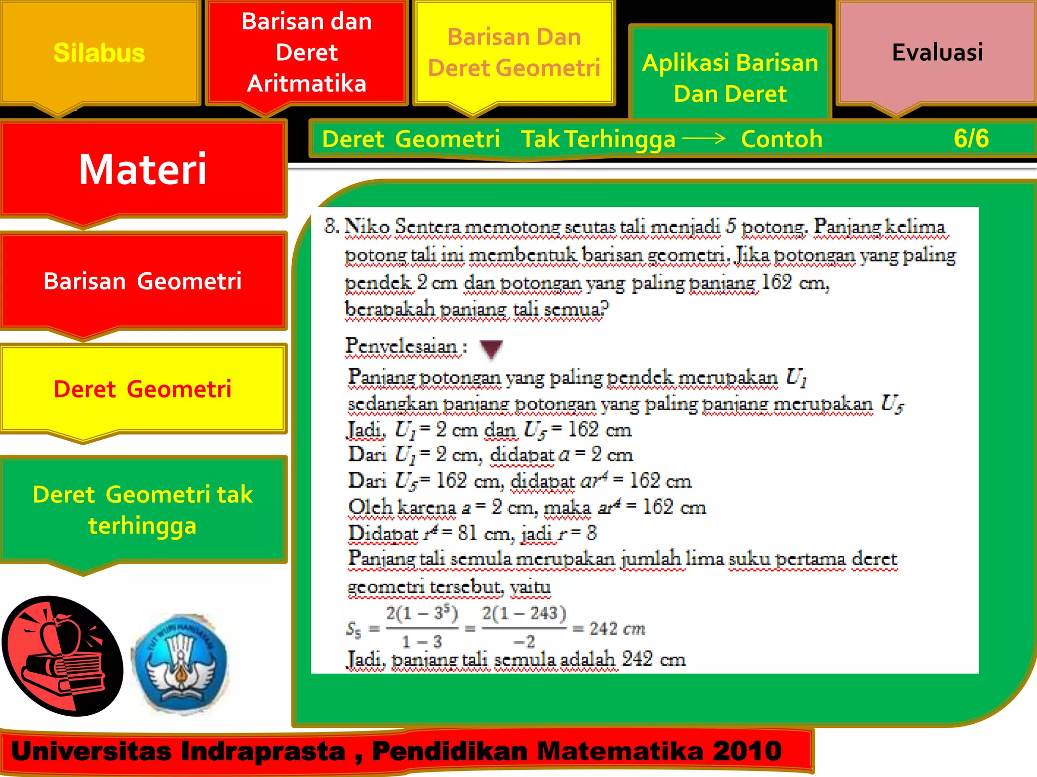 Barisan dan deret penelitian kelas experiment | PPTX