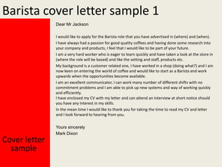 Barista cover letter | PPTX