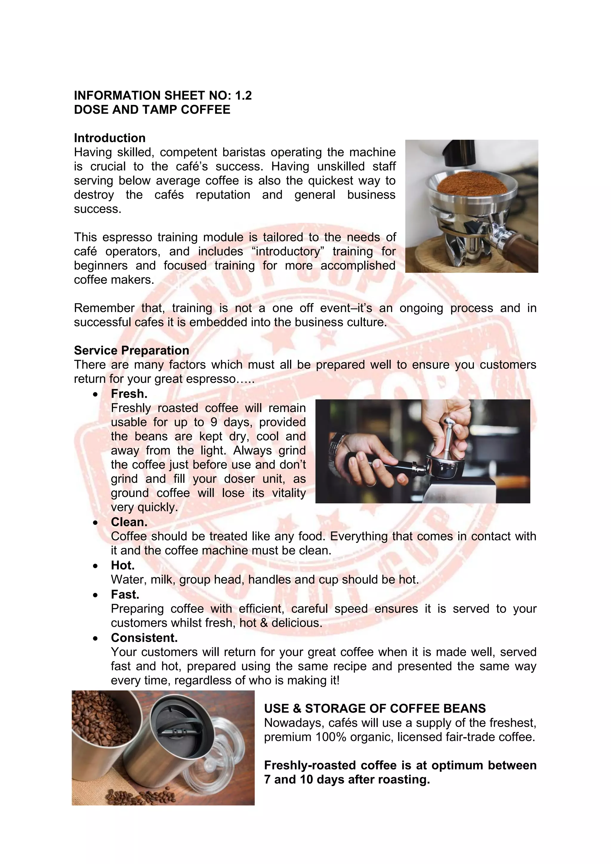 BARISTA NC II - CBLM | PDF