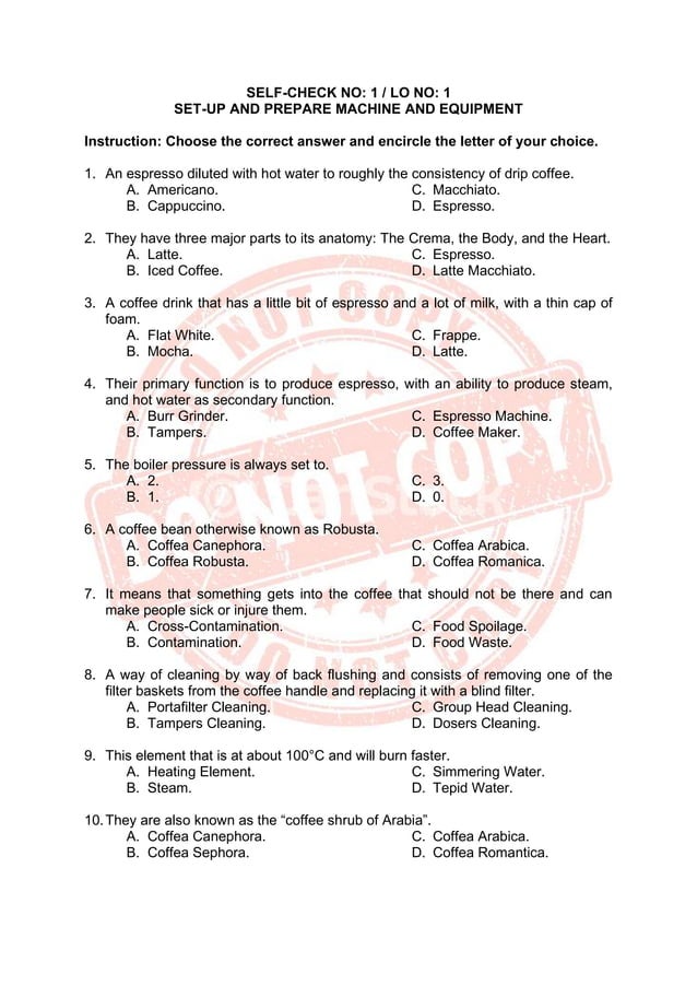 BARISTA NC II - CBLM | PDF