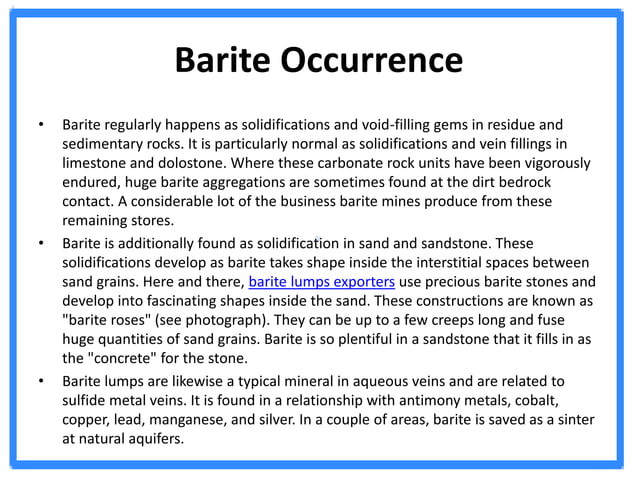 Actual properties & employments of barite | PPT