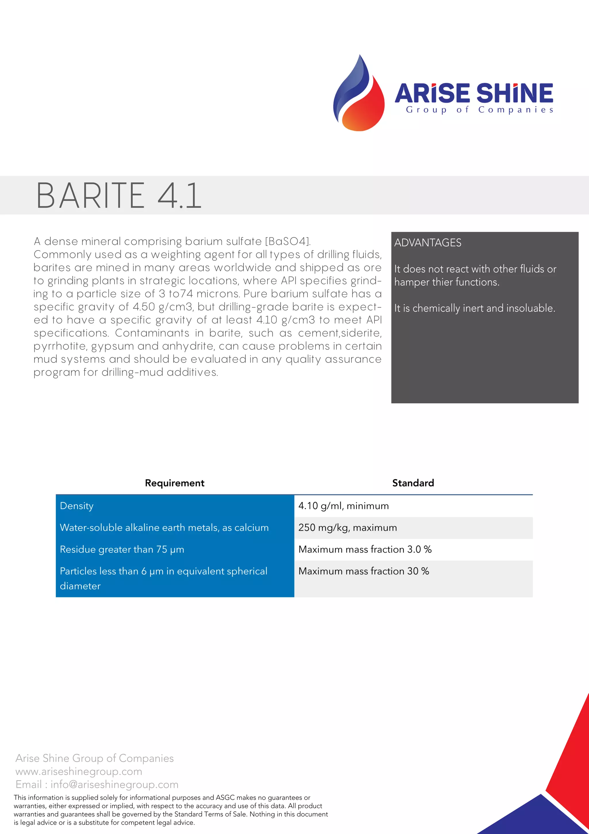 Barite SG4.1 PDS | PDF