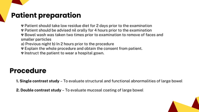 Barium Enema procedure in radiology department | PDF