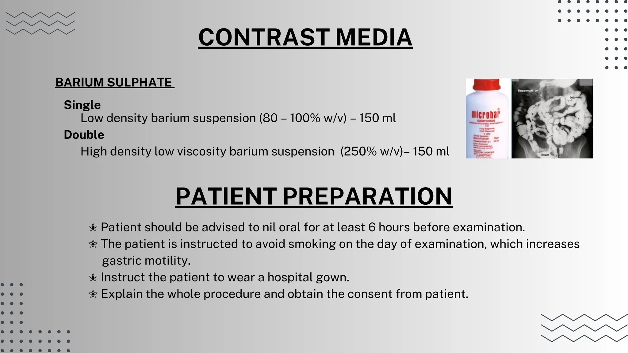 Barium Meal procedure in radiology department | PDF