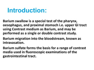 Barium swallow examination | PPTX