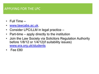 Applying for the LPC | PPT