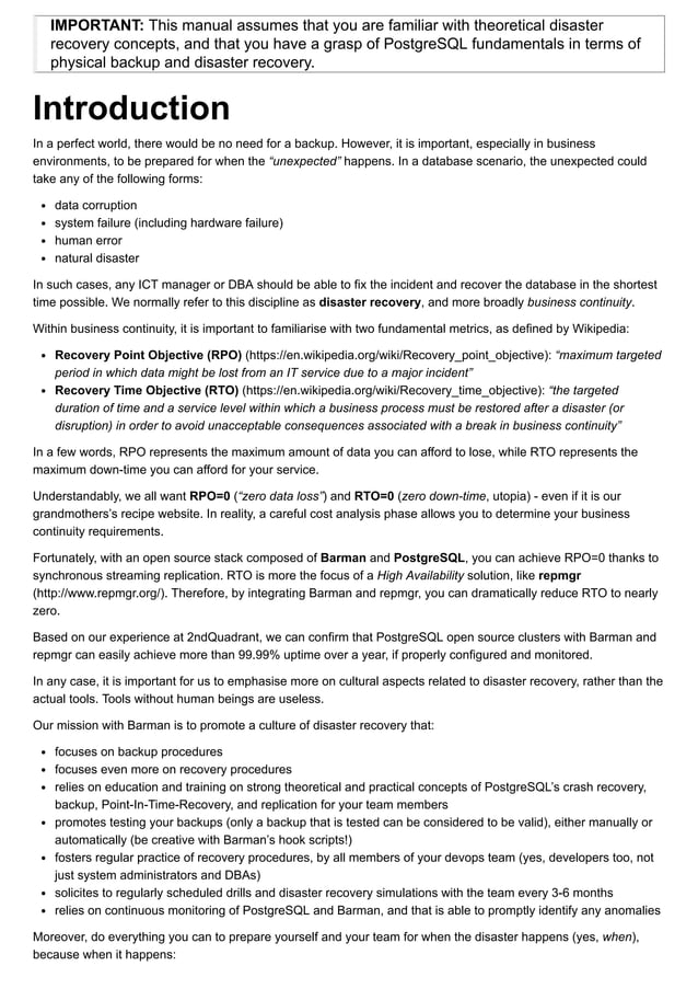 Barman Postgresql Manual Pdf Operating Systems Computer Software And Applications