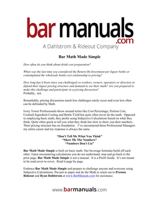 Bar Math Made SImple | PDF
