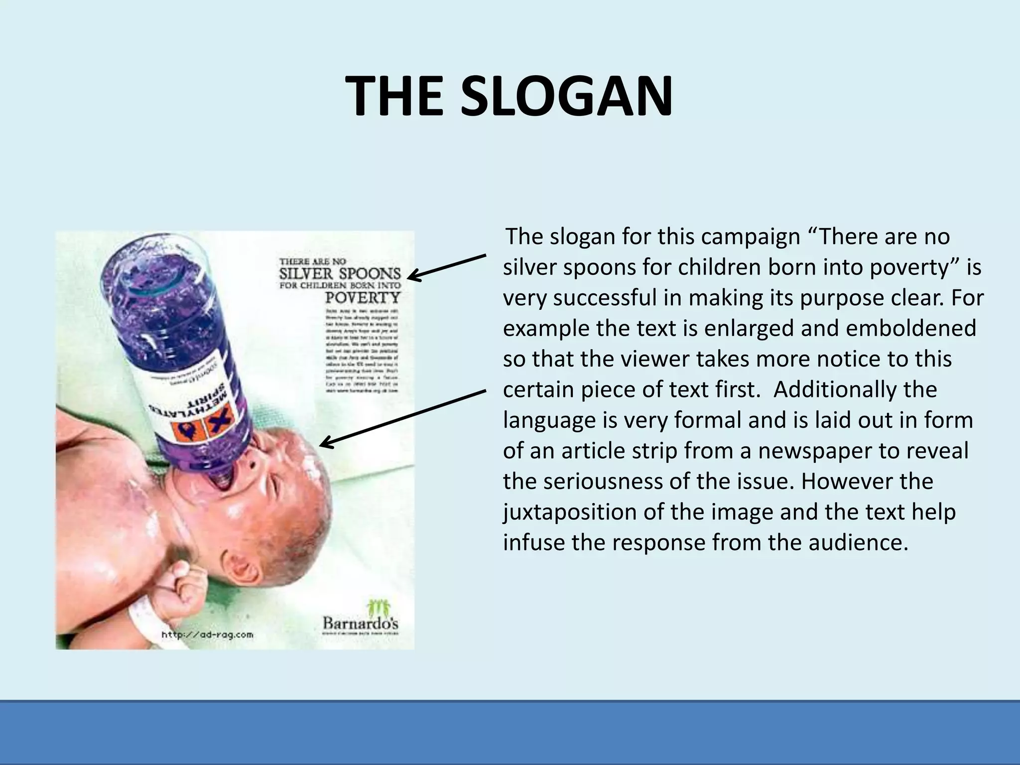 Barnardos Silver Spoon Poster Campaign Analysis Newton | PPTX