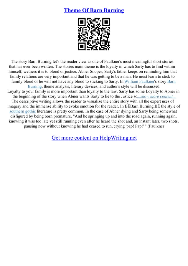 Barn Burning Essay | PDF