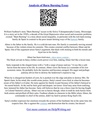 Barn Burning Essay | PDF