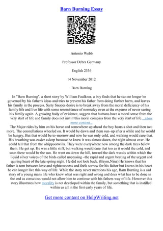 Barn Burning Essay | PDF