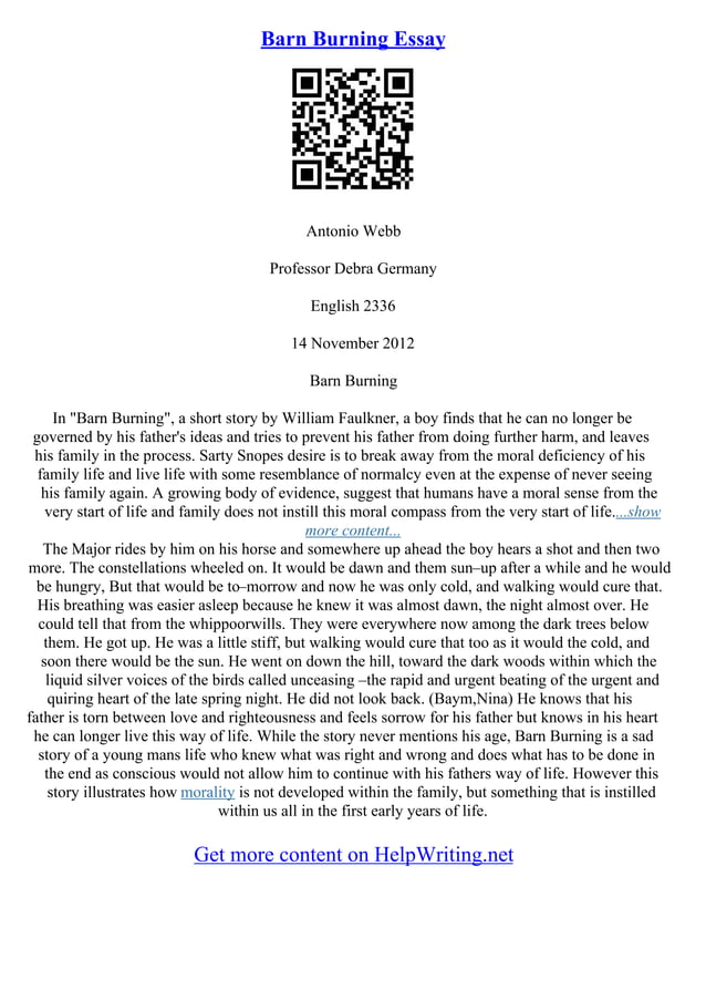 Barn Burning Essay | PDF