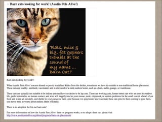 Running a Successful Barn Cat Program | PPT