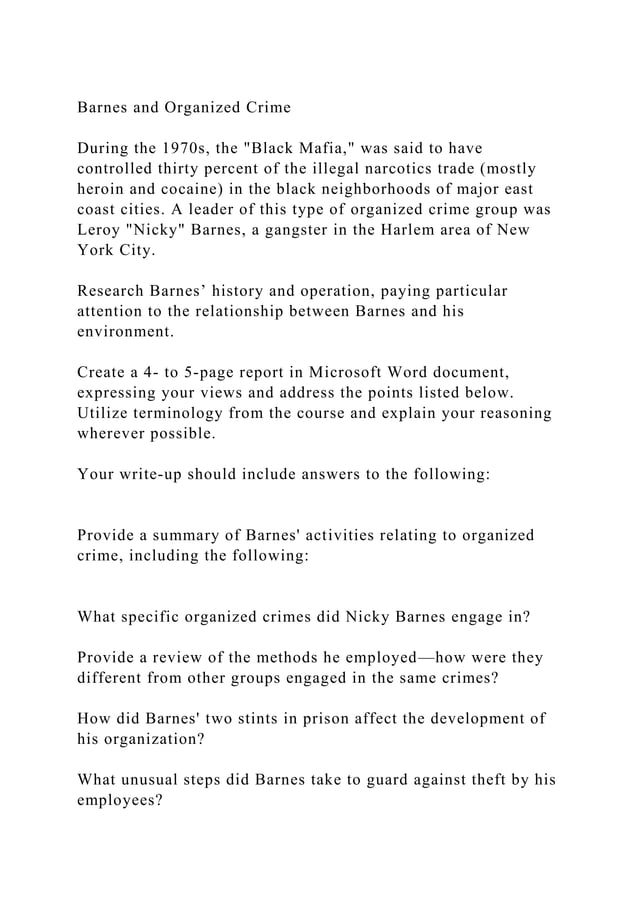 Barnes and Organized CrimeDuring the 1970s, the Black Mafia, w.docx