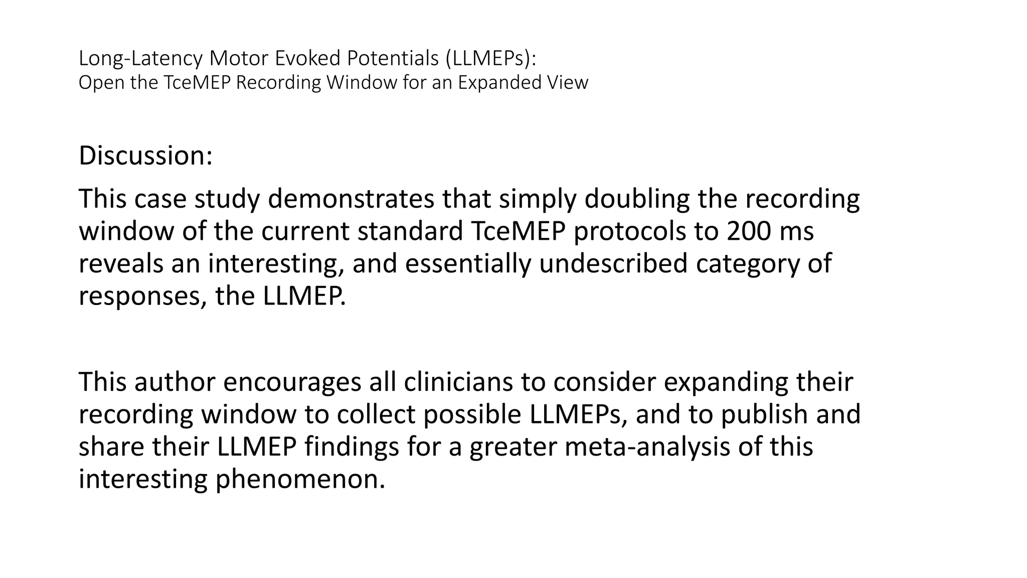 Long-Latency Motor Evoked Potentials (LLMEPs): Open the TceMEP ...