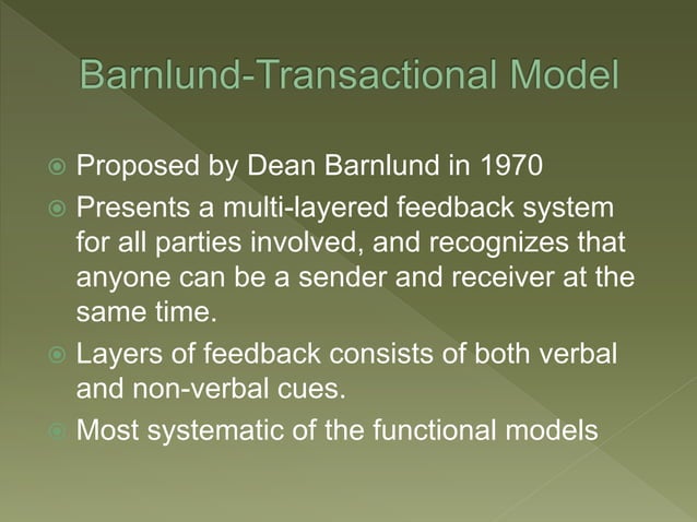 Barnlund Transactional Model | PPTX | Technology & Computing