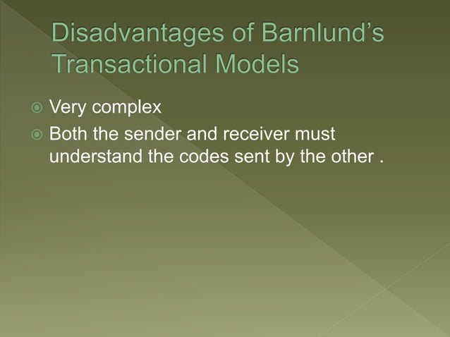 Barnlund Transactional Model | PPTX | Technology & Computing