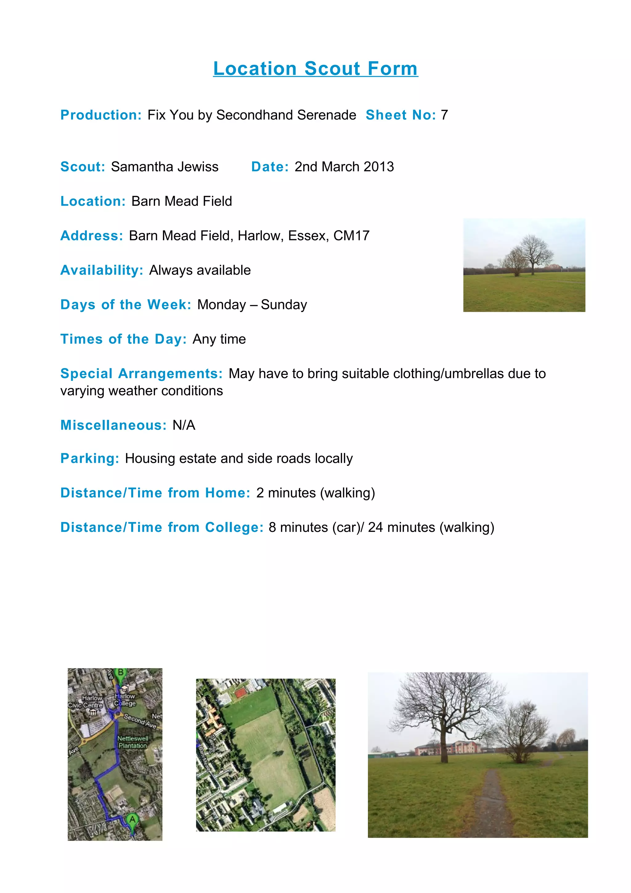 Barn Mead Field Location Scout | DOC