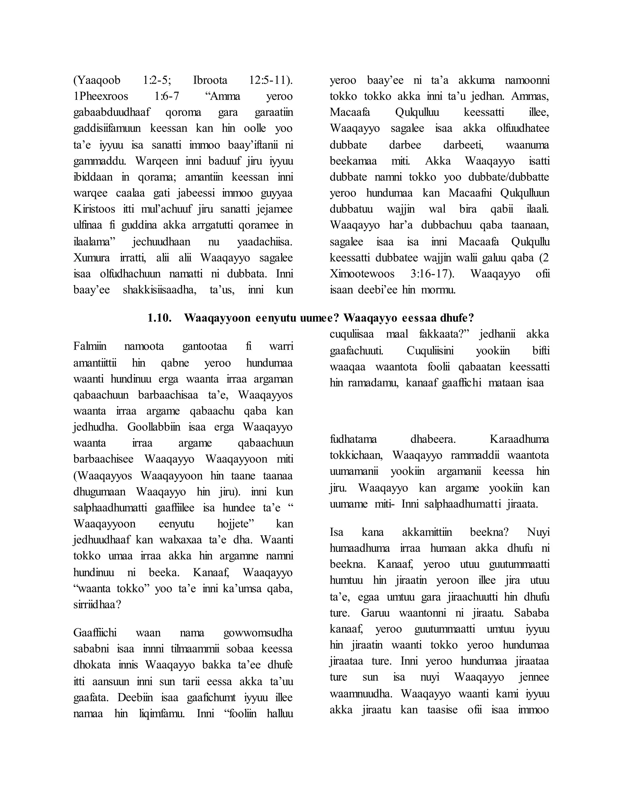 Barnoota dhuugaa Wangeelaa | DOCX