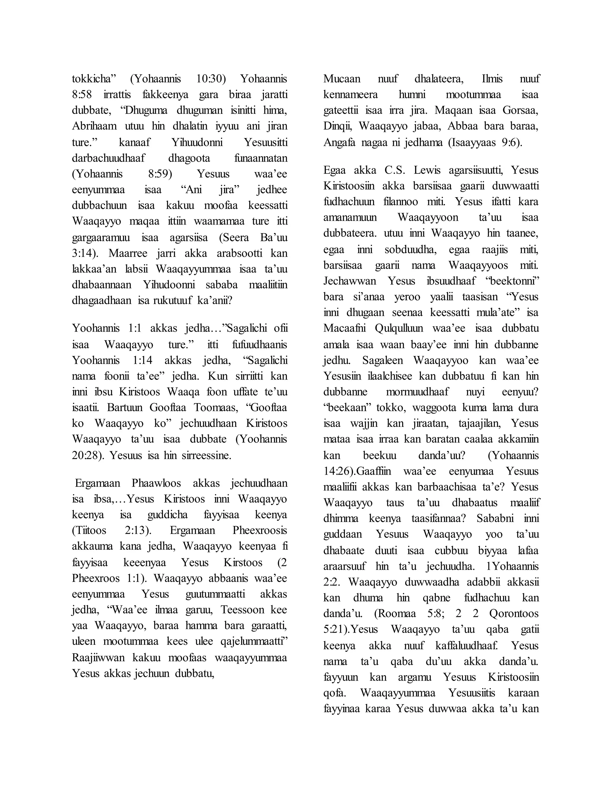 Barnoota dhuugaa Wangeelaa | DOCX