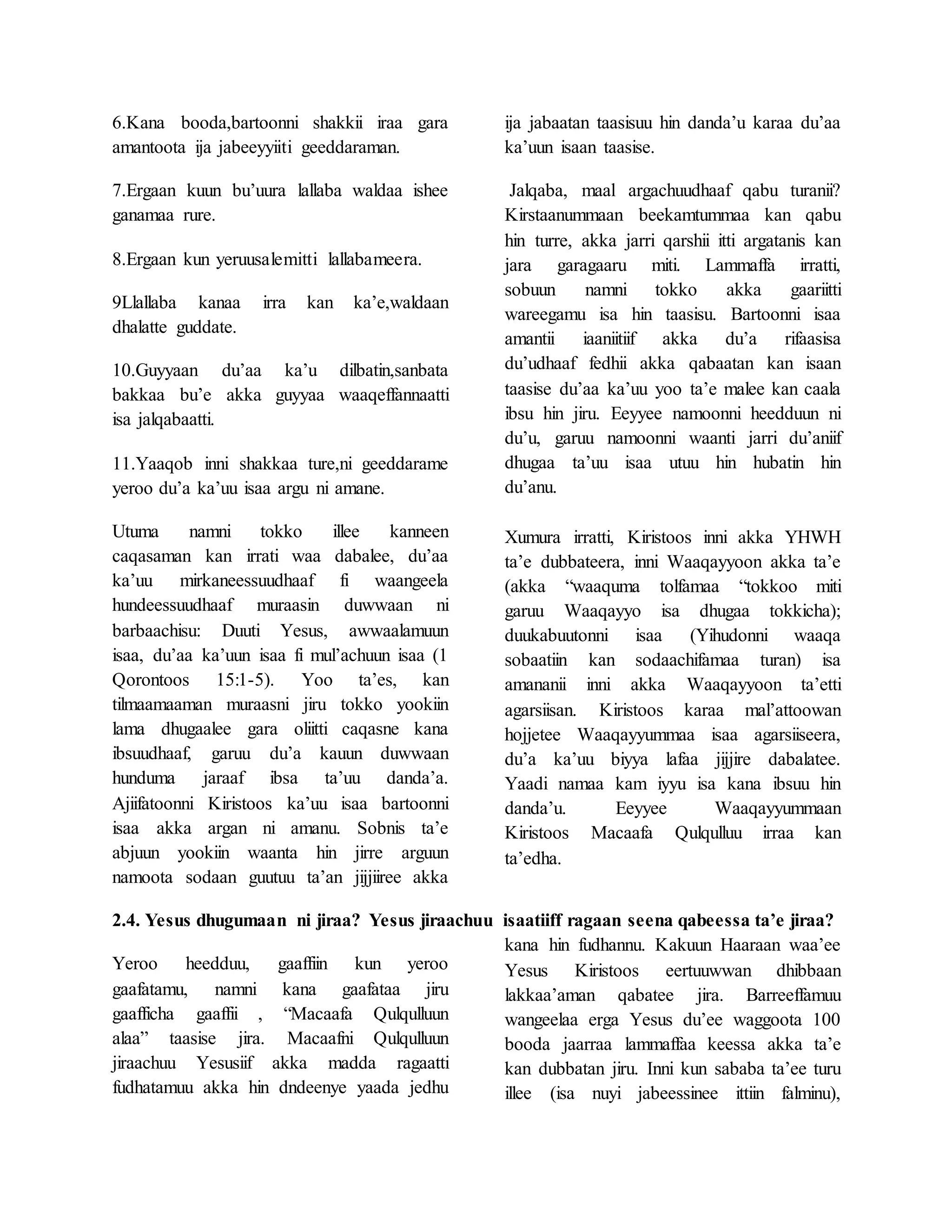 Barnoota dhuugaa Wangeelaa | DOCX