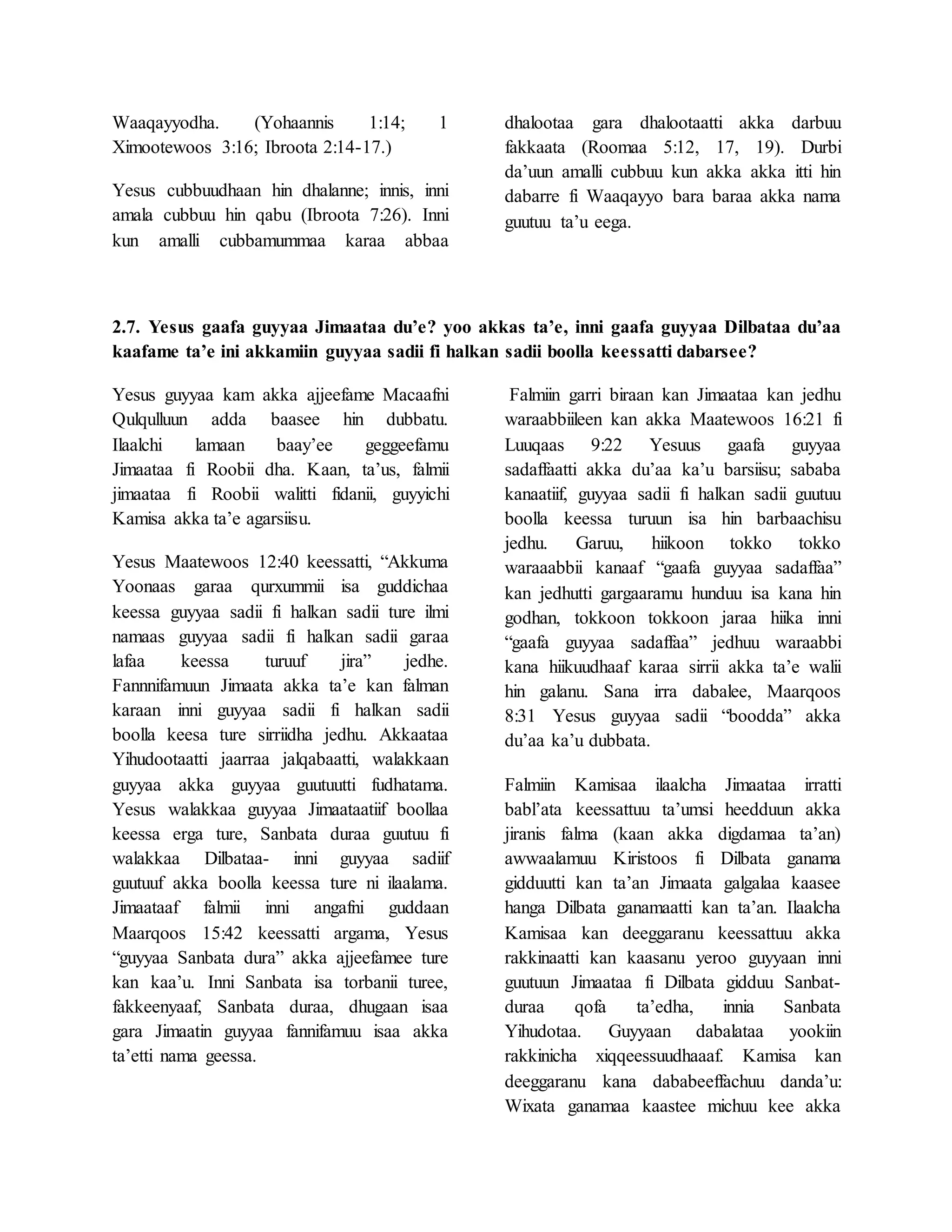 Barnoota dhuugaa Wangeelaa | DOCX