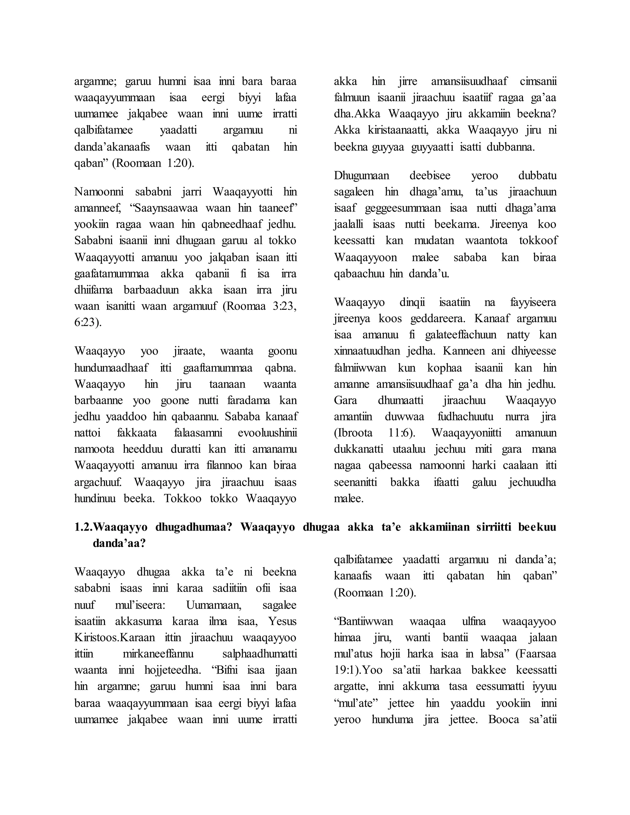 Barnoota dhuugaa Wangeelaa | DOCX