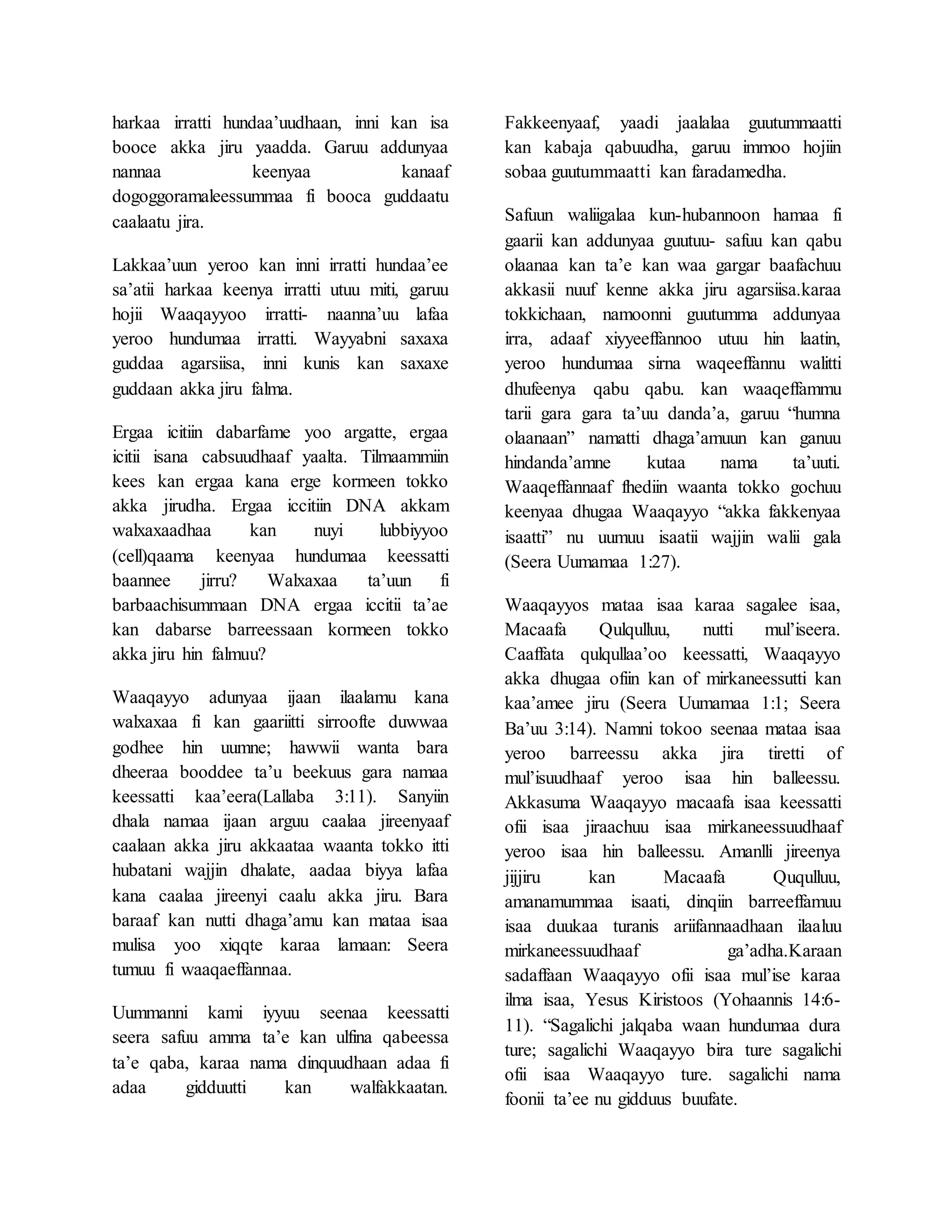 Barnoota dhuugaa Wangeelaa | DOCX