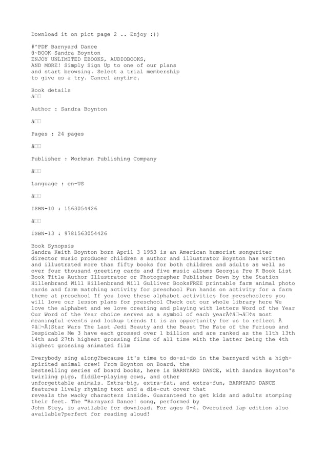 Barnyard dance | TXT | Books and Literature