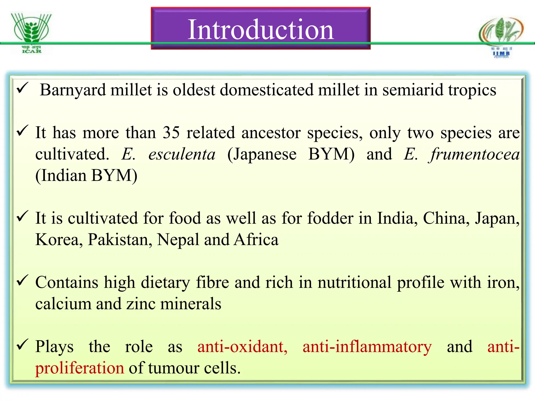 BARNYARD MILLET CULTIVATION PRACTICES IN KORAPUT | PPT