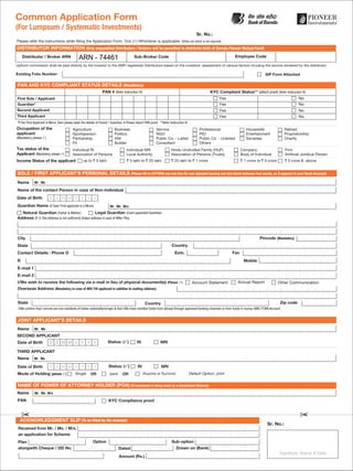 Baroda pioneer mutual fund common application form equity fund with kim ...