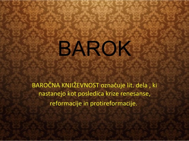 Barok na Slovenskem | PPT