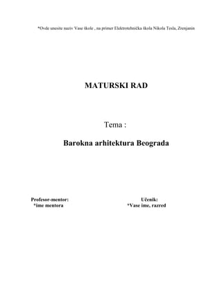 Barokna arhitektura beograda | DOC