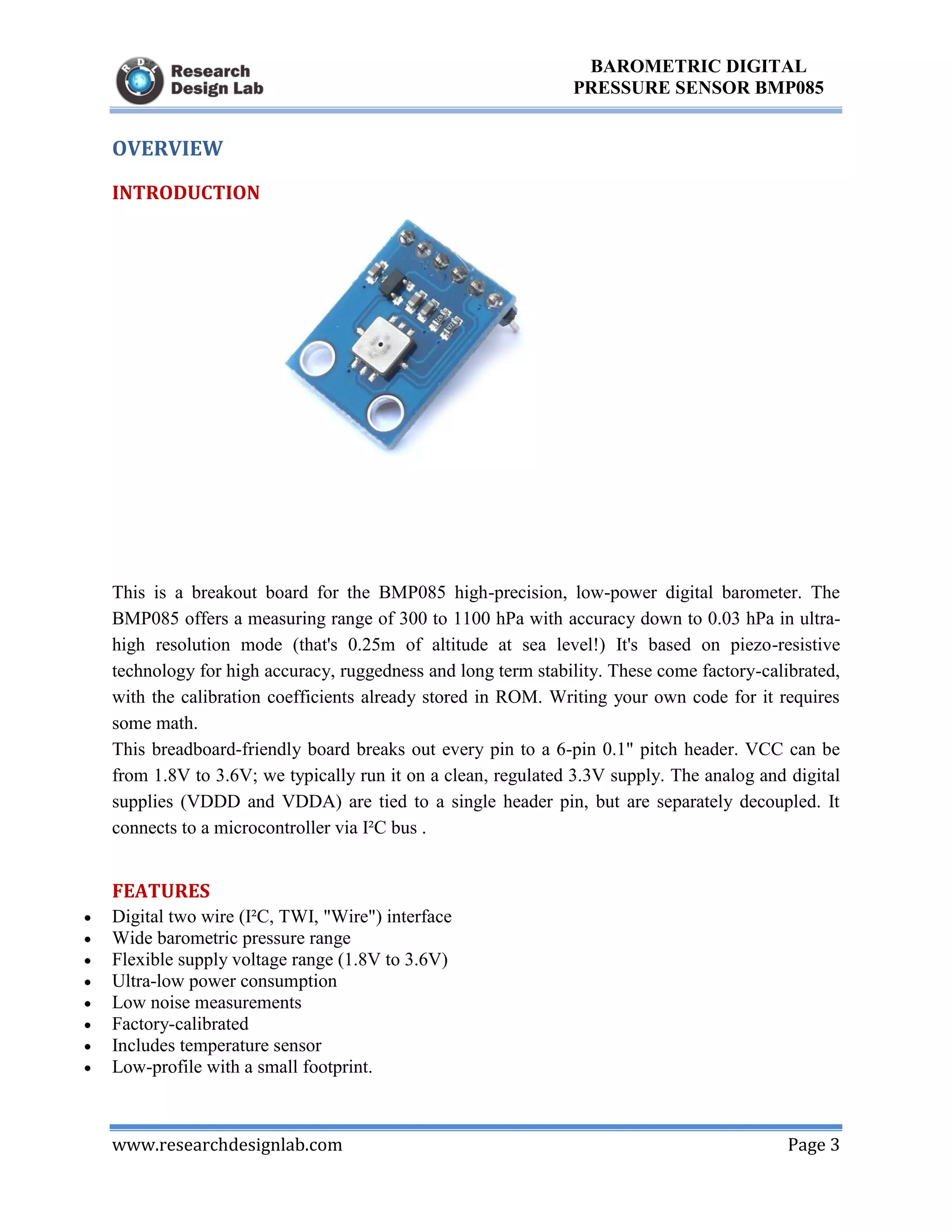 Barometric Digital pressure Sensor BMP085 | PDF