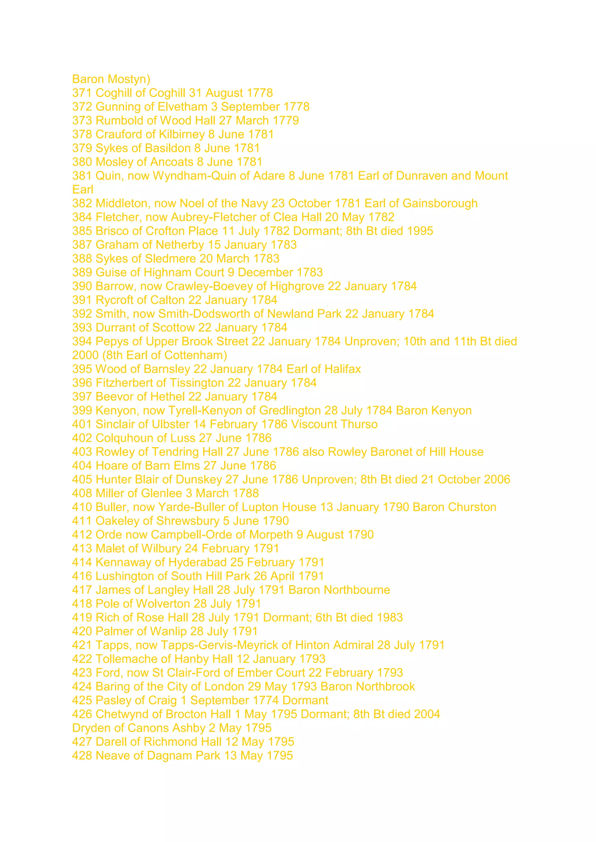 Baronetage of great britain | PDF