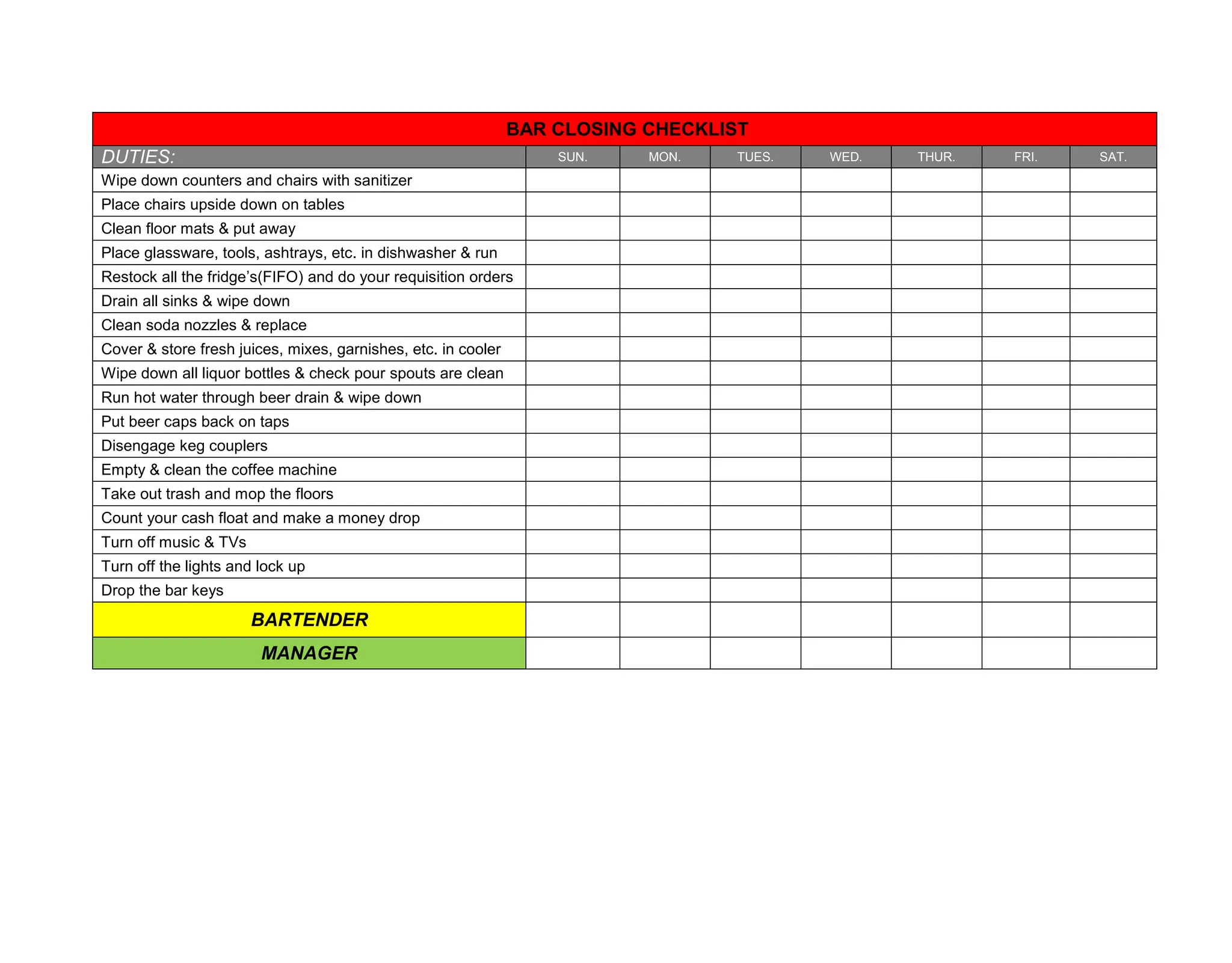 BAR OPENING & CLOSING CHECKLIST.docx