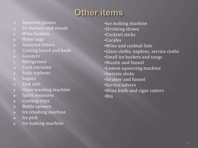 Bar operations.pptx | Bars & Restaurants | Attractions