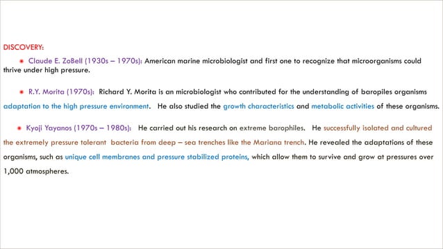 Barophiles or piezophile - (extremophile). pptx | PPTX | Biological ...