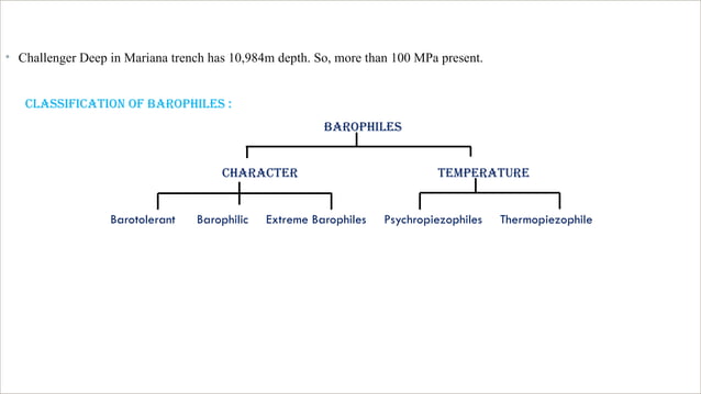 Barophiles or piezophile - (extremophile). pptx | PPTX | Biological ...