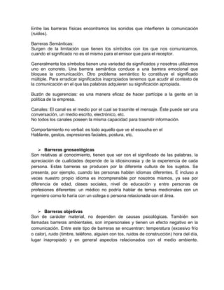 Barreras de la comunicaciion ya | DOCX